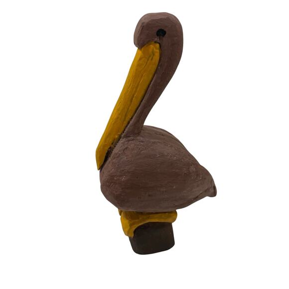 Art | Hand Carved Wooden Pelican Figurine Signed 1994 Folk Art Bird ...